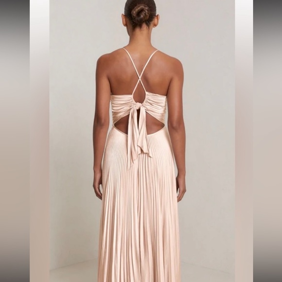 A.L.C. | Dresses | Alc Aries Satin Pleated Dress Color Cala Cream | Poshmark